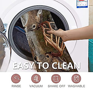 PAUSEBOLL Deer Moose Bath Rugs Machine Washable Bathroom Decor Non-Slip Doormat Water Absorbent Welcome Mat for Kitchen Bedroom Floors 16" X 24"