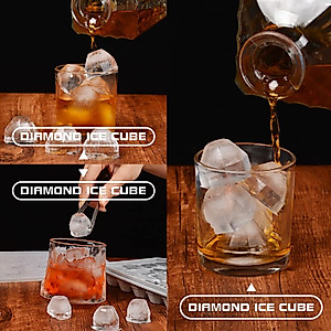 Ice Cube Trays, Diamond-Shaped Ice Cube Molds Maker, Flexible 24-Ice Trays Maker with Lid for Chilling Whiskey Cocktails, Easy Release Stackable Ice Trays,1 Inches Ice Cube (bule)