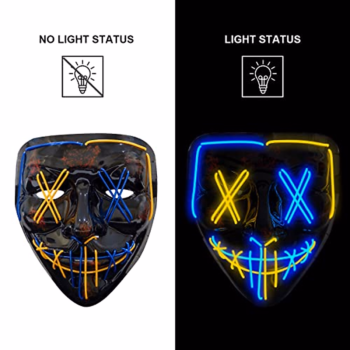 Stegosaurus 2 Packs LED Mask, Halloween Led Mask Light Up Mask with 3 Light Modes for Festival Party, 2 Colors