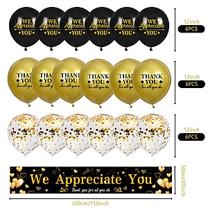 We Appreciate You Decorations Black Gold Appreciate You Banner Yard Sign with Balloons Thank You for All You Do Banner Perfect for Employee Staff Appreciation Gifts Appreciation Party Decor