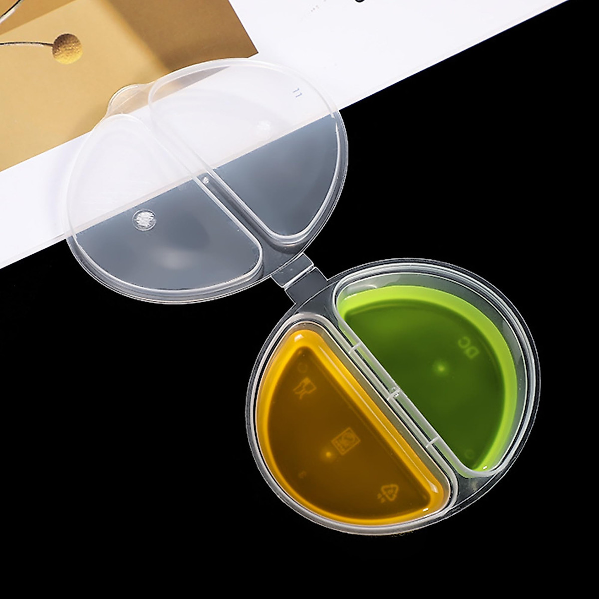 CATPAN Condiment Containers with Hinged Lids:Disposable Two-Compartment Sauce Containers,Clear Leak Proof Sauce Cups,Small Plastic Containers for Sauces,Travel Snack,100ML,30PCS