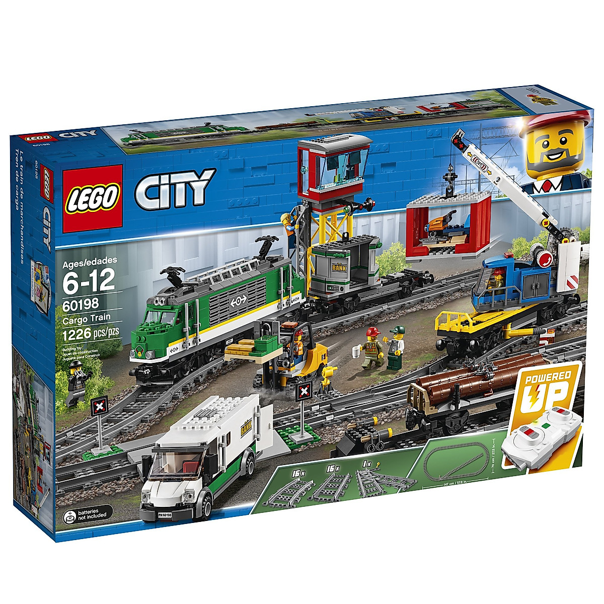 LEGO City Cargo Train 60198 Exclusive Remote Control Train Building Set with Tracks for Kids, Top Present for Boys and Girls (1226 Pieces)