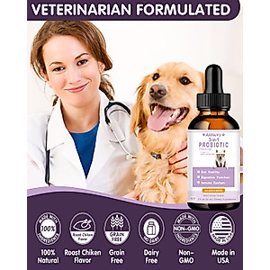 Probiotics for Dog | 60ML Liquid Probiotics for Dogs Support Gut Flora, Digestive Health & Diarrhea| Dog Digestive Enzymes & Prebiotics | Dogs Probiotics Allergies & Itchy Skin Relief | Roast Chicken