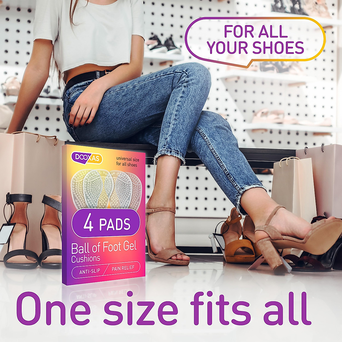 High Heel Comfort Pads | Metatarsal Pads Women - 4 Ball of Foot Cushions for Heels. Pain Relief Ball of Foot Cushions for Any High Heels - High Heel Inserts for Women - Heel Pads for High Heels