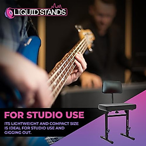 Liquid Stands Piano Bench Adjustable Stool – Music Keyboard Bench with Backrest Seat for Piano Keyboard Stand with Black Padded Cushion for Musicians Piano Stool Chair