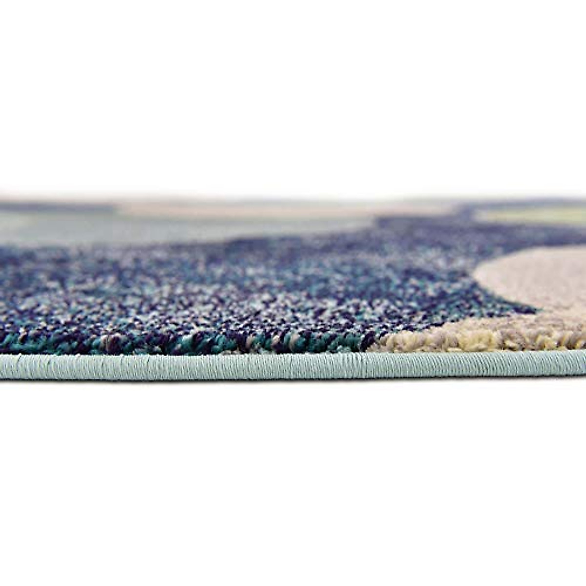 Unique Loom Chromatic Collection Modern Bokeh & Vibrant Abstract Area Rug for Any Home Décor, 8' 0" x 8' 0", Navy Blue/Beige