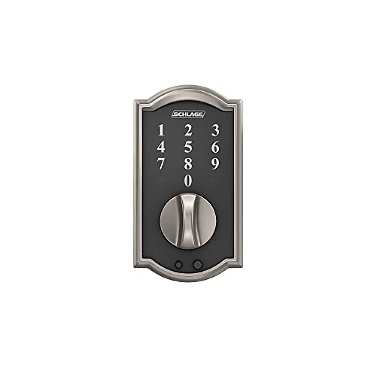 Schlage BE375 CAM 619 Touch Camelot Deadbolt, Electronic Keyless Entry Lock, Satin Nickel