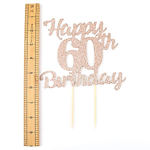 LVEUD 60th birthday cake topper for happy birthday 60 Rose gold 60th cake topper，Happy birthday cake topper cake ornament (60th)