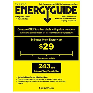 Commercial Cool CCR32W Compact Single Door Refrigerator and Freezer, 3.2 Cu. Ft. Mini Fridge, White