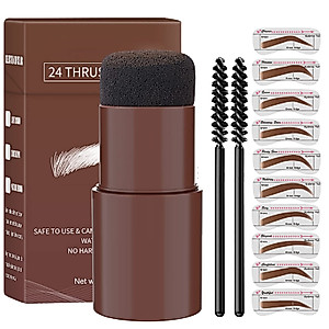 Eyebrow Stamp Stencil Kit, Waterproof Brow Definer Powder Stamp Long Lasting, Eyebrow Tattoo Stencils with Brush and Trimmer