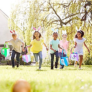Poptrend Easter Basket Bags,Bunny Easter Bucket，Easter Eggs/Gift Baskets for Kids,Bunny Tote Bag Bucket for Easter Eggs,Toys, Candy,Gifts (Pink)