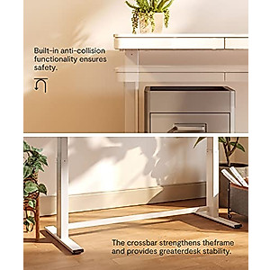 FLEXISPOT 55" White Electric Standing Desk with Drawers, Quick Assembly Home Office Sit Stand Desk with Storage, USB Charging, Computer Desk for Home Office (White Top + Adjustable Frame, Comhar)