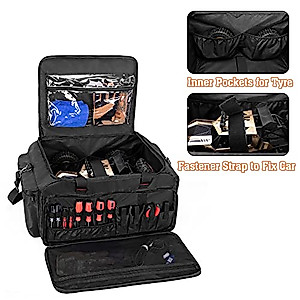 DSLEAF RC Storage Bag for 1/8 & 1/10 Car, Protective RC Carry Case with Multi Pockets for Batteries, Charger, Tools and other Accessories (Patent Design)