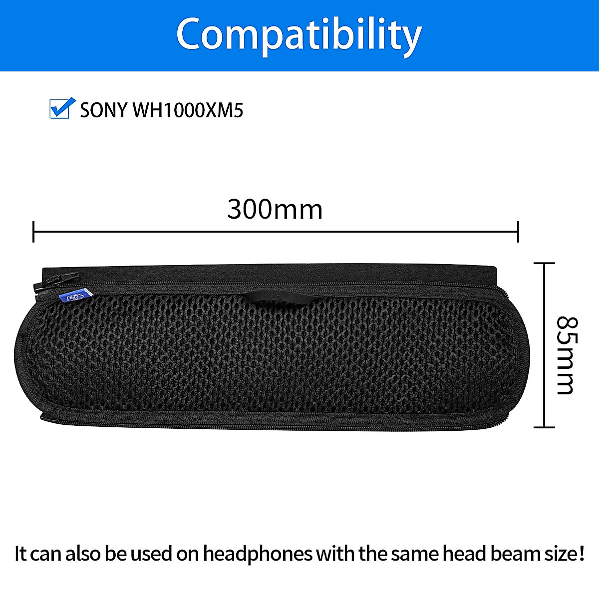 JHK Replacement Headphone Headband Covers for Sony WH-1000xm5 Headsets, Hook and Loop Headband Cover/Headband Protector Headband Cushion Easy Installation No Tool Needed(Black)