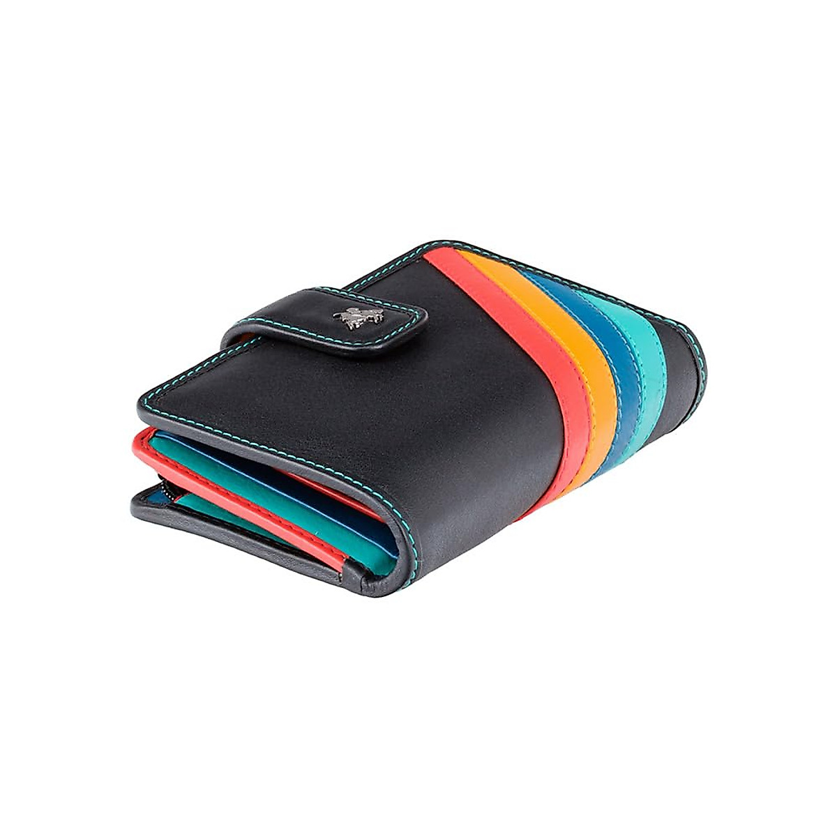 Visconti CHL71 Women's Secure RFID Blocking Leather Bifold Clutch Wallet Purse - Black Multi