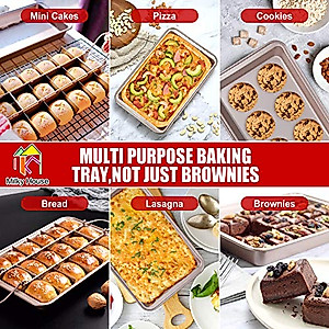 Brownie Pans with Dividers, Non Stick Brownie Baking Pans, Baking Pan with Built-in Slicers Solutions, 18 Pre-Cut Brownie Pans, Rectangular Cake Pans Square Molds for Oven Baking Bread, 12 by 8 inches