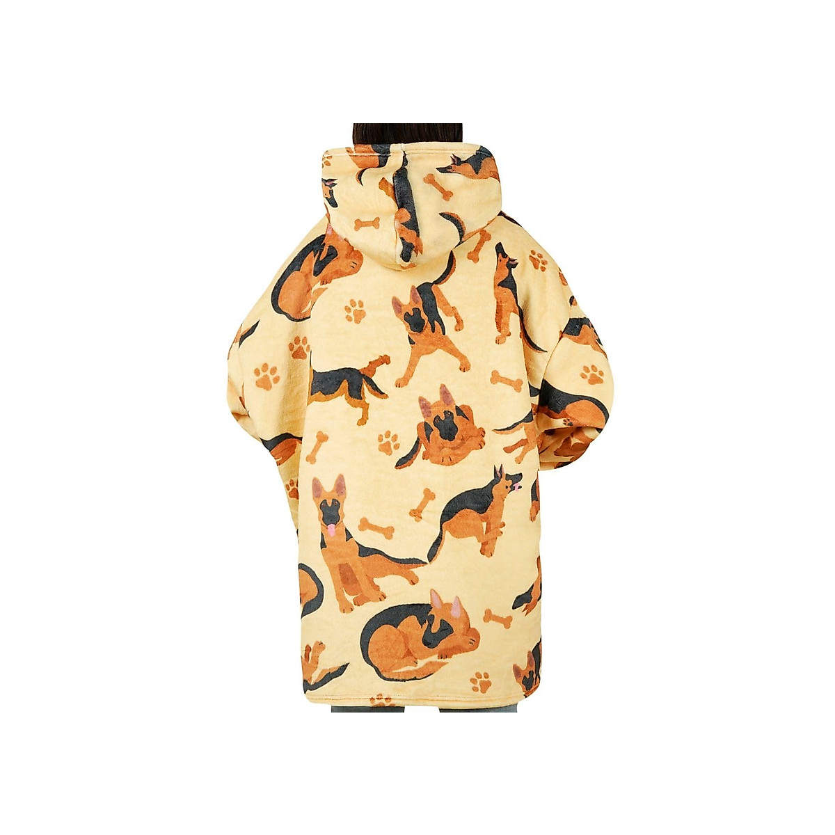 Huglanket German Shepherd Gifts for Women Men, Wearable Flannel Blanket Hoodie, Oversized Hooded Sweatshirt, One Size, Cartoon