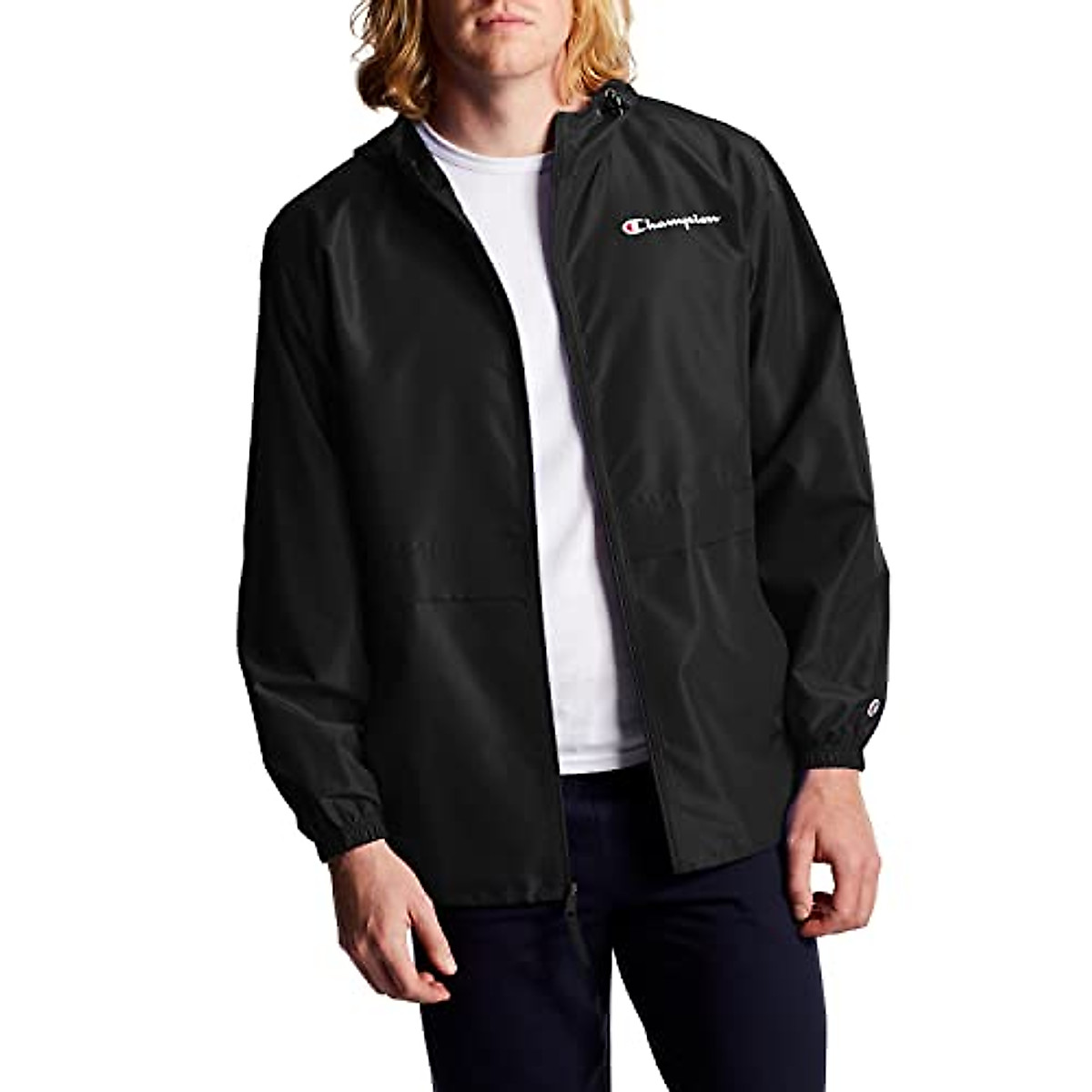Champion mens Stadium Full Zip Jacket, Left Chest Script Jacket, Black-549369, X-Large US