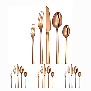 32-Pieces Rose Gold Silverware Set Flatware Food-Grade Stainless Steel Cutlery Set for 8 Forks Utensil Sets Home Essentials for New Home Mirror Polished Ergonomic Durable Birthday Party