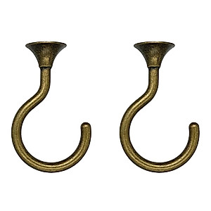 2 Sets Ceiling Hook Large Swag Heavy Duty Swag Hook with Hardware for Hanging Plants Ceiling Easy Installation Cavity Wall Dry Wall Indoor & Outdoor (2 Sets Antique Brass)