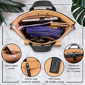 ORNA'S LEATHER ART | SWAN Everyday leather backpack for Women. Practical, Stylish and Spacious Women’s Bag. Real Leather in A Chic Backpack And Contemporary Design, (SAND)