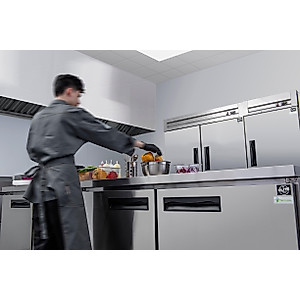 Commercial Undercounter Freezer, ETL NSF 2-Door Upright, 48.125" W 12.2 cu. ft. Auto-Defrost, Stainless Steel Restaurant