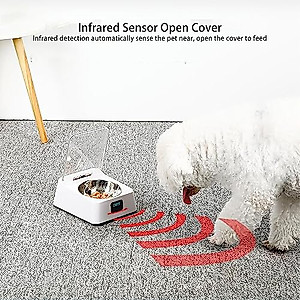 Zerodis Automatic Cat Feeder Pet Smart Feeder Induction Cat Food Dispenser Lid Opening Rechargeable Dog Cat Feeding Bowl for Small Medium Pet 350ml Pet Dry Food