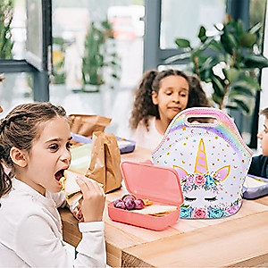 Unicorn Lunch Bag - Neoprene Insulated Lunch Box for Girls School Picnic Shopping Lunch Handbag Waterproof Reusable Lunch Tote Bag Gourmet Tote with Zipper