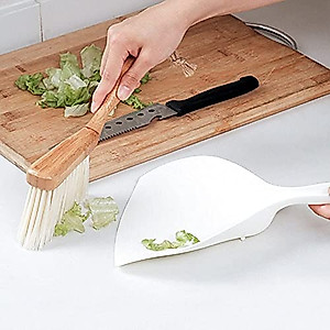 Small Broom and Dustpan Set, Bamboo Handle Mini Brush Dustpan, Short Hand Broom for Home,Kitchen, Office, Pet, Desktop, Outdoor (11.5")