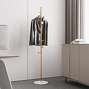 RRG Coat Rack Stand, Metal Coat Tree with Heavy Base 8 Welded Hooks Coat Stand for Entryway, Hall, Bedroom, Corner, Office 67” (Gold)