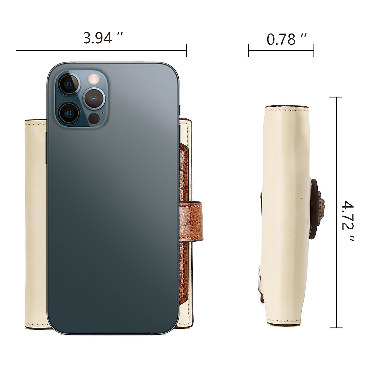 BROMEN Small Wallets for Women RFID Blocking Leather Bifold Purse Zipper Coin Pocket Credit Card Holder with ID Windows Beige Brown