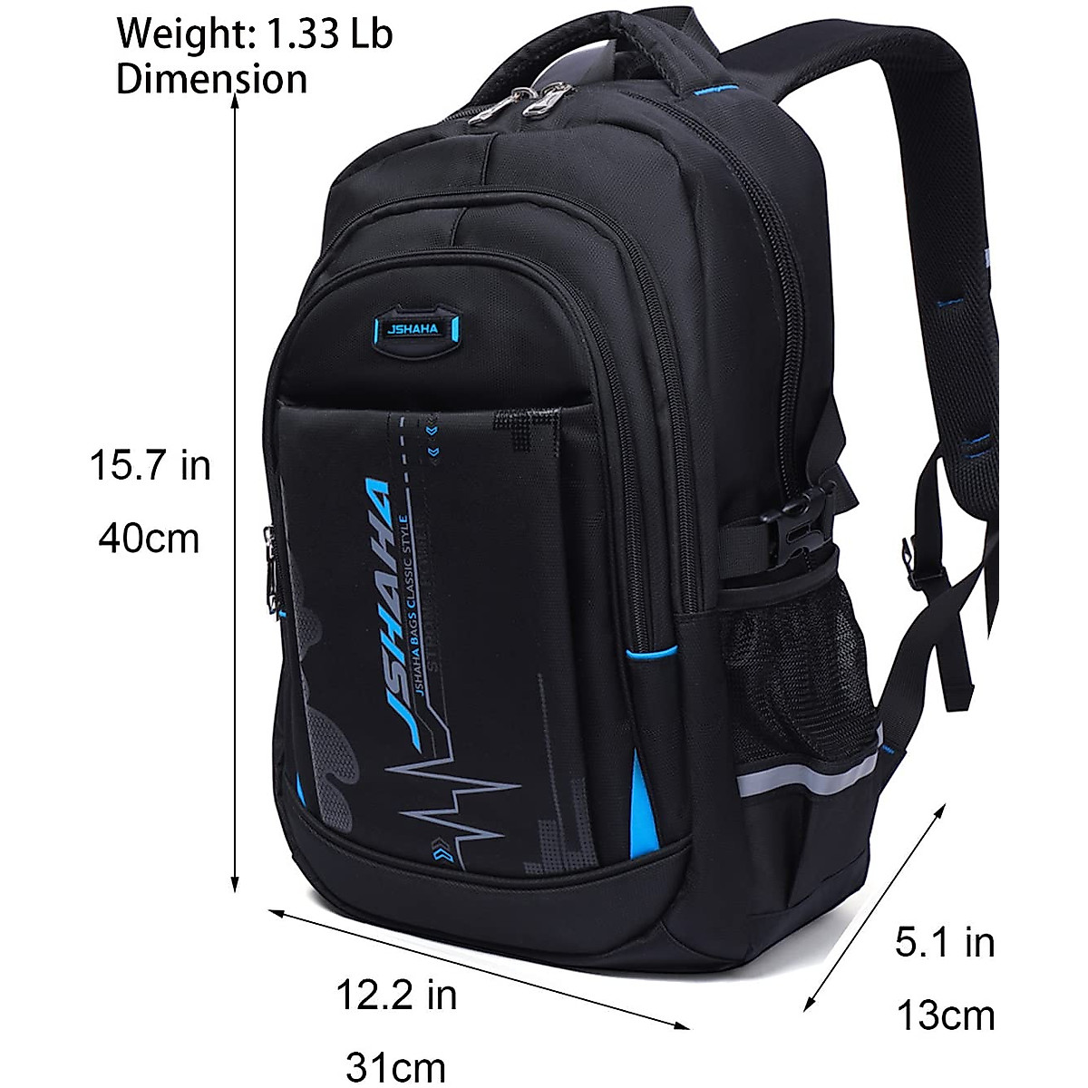 JSAHAH Backpacks Bookbag Casual Shoulder Daypack Travel Back Pack Black Blue