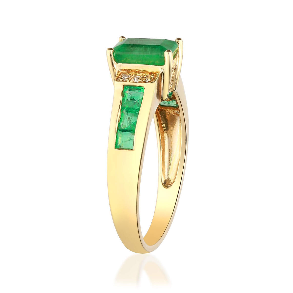 Gin & Grace 10K Yellow Gold Natural Emerald Diamond (I1,I2) Ring (Size 8) for Women Jewelry Gifts