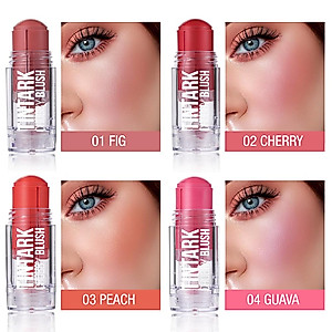 TINTARK Chubby Cream Blush Stick for Face Cheek Lip Eye, Light Translucent Color for Fair Skin, Velvet Mousse Texture, Natural Pink Magenta Peach Red Matte Makeup Blusher, Vegan Cruelty Free