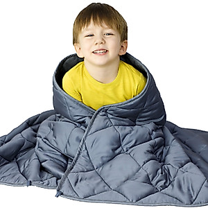 WONAP Cooling Weighted Blanket for Kids | 100% Natural Bamboo Viscose | 10 lbs | 41"x60" | Heavy Blanket | Folkstone Grey…