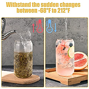 MorningRising Glass Cups with Lids and Straws Set of 12, 16 oz Beer Glasses, Drinking Glasses, Glass Cups, Iced Coffee Glasses for Beer, Cocktail, Whiskey, Smoothies