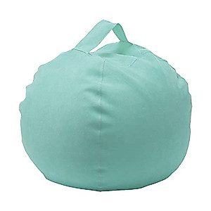 YWhalep Stuffed Animal Storage Bean Bag Chair Cover for Kids Girls Toddler, Extra Large Toy Storage Organizer Beanbag Chair Without Filling for Boys Children Room, Ice Blue 32"