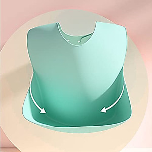 Eimmabey Silicone Bibs for Babies and Toddlers 2 Sets Feeding Bibs for Boy and Girl, Adjustable Soft Waterproof Bibs with Food Catcher Dinosaur