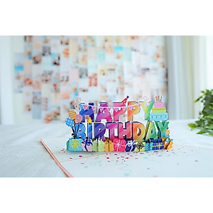 Rykamia Happy Birthday Pop Up Card With Envelop, 3D Birthday Card, Deluxe Birthday Card For Her, Pop Up Birthday Cards for Women, Birthday Greeting Card, Birthday Card For Him, Feliz Cumpleanos Abuela