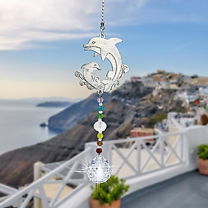 Persofine Window Hanging Suncatcher with Crystal, dolphin Crystal Sun Catcher Hanging Rainbow Maker Ornament for garden corridors and Home Decoration (dolphin)