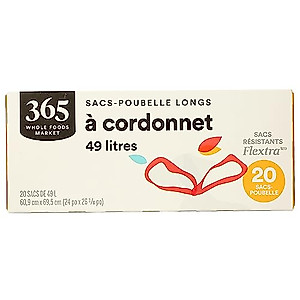365 by Whole Foods Market, Bag Tall Kitchen Drawstring Flextra 13Gl 20Count, 20 Count