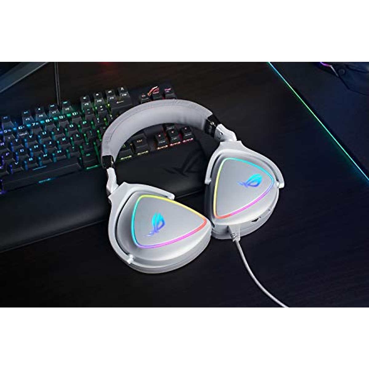 ASUS RGB Gaming Headset ROG Delta | Hi-Res ESS Quad-DAC, Circular RBG Lighting Effect | USB-C Connector for PCs, Consoles, and Mobile Gaming | Gaming Headphones with Detachable Mic