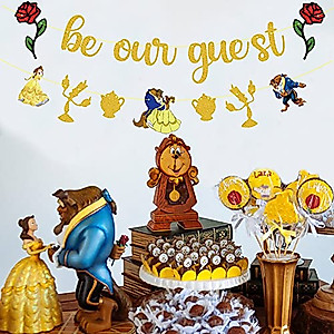 GZDUCK Be Our Guest Banner, Beauty And The Beast Decorations Birthday Bachelorette Engagement Bridal Shower Baby Shower Birthday Party Favor Supplies Decorations