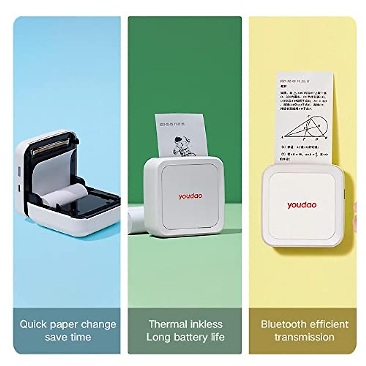 YOUDAO Pocket Printer | Portable Mini Bluetooth Thermal Printer | Photo Printer, Sticker Maker, Cute Notes Printer Compatible with iOS & Android | Journaling, Scrapbooking, Note Taking, Gifts, More