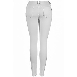 2LUV Women's Stretchy 5 Pocket Destroyed White Skinny Jeans, Size-7, White1