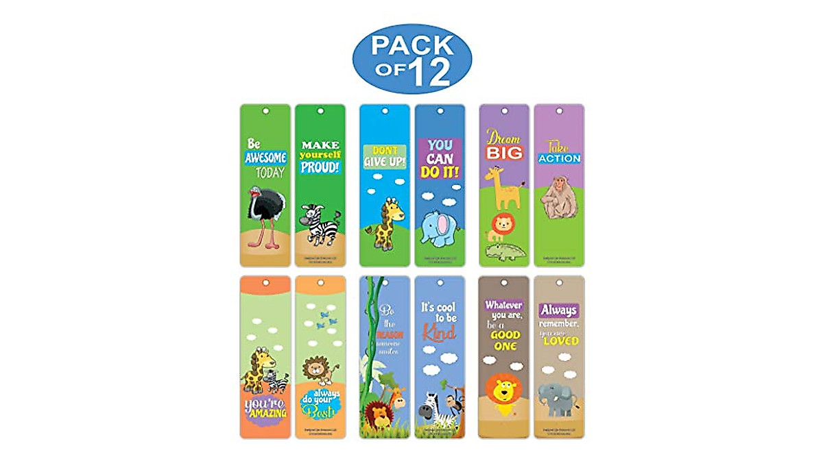 Safari Animals Motivational Bookmarks for Kids - Inspiring Reading Gifts
