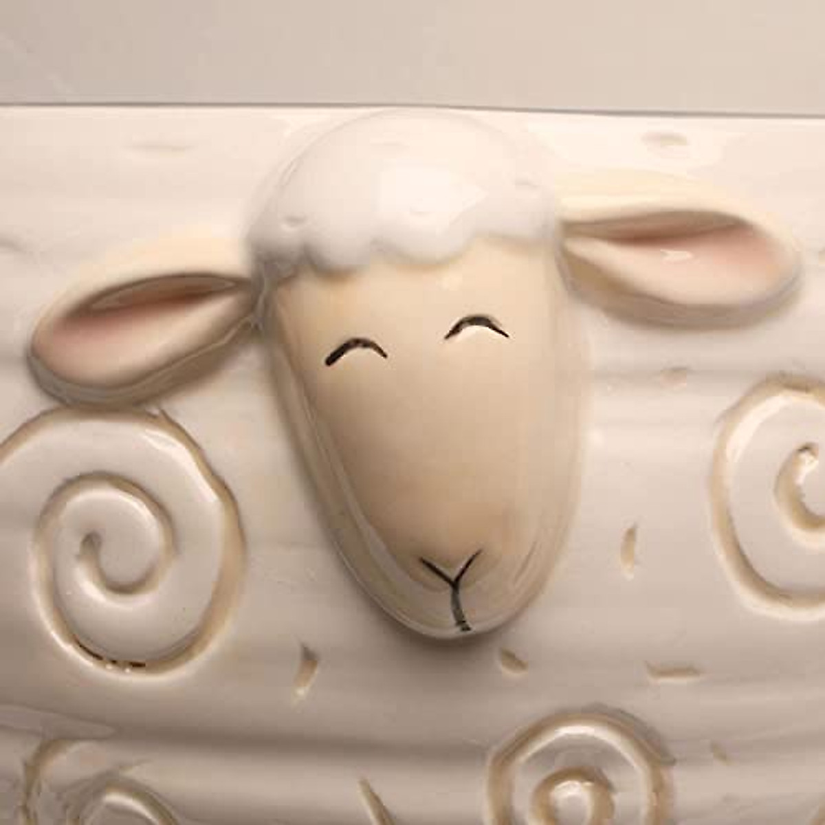 WHAT ON EARTH Yarn Bowl for Crochet Large Sheep Shaped Ceramic Yarn Holder Crochet Bowl Knitting Bowl, 6 Inch Wide x 4 Inch High