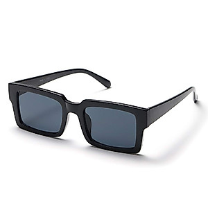 TIANYESY Sunglasses For Women Minimalist Classic Design Fashion UV400 Square Sun Glasses TY2984 (Glossy Black)