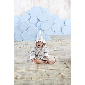 Baby Aspen Gray Baby Shark Hooded Towel Robe,Let The Fin Begin Baby Shower Gifts 0-9 Months, Baby Bath Towel/Spa Robe