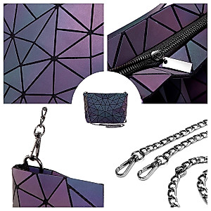 LOVEVOOK Geometric Luminous Purses and Handbags for Women Holographic Reflective Crossbody Bag Wallet